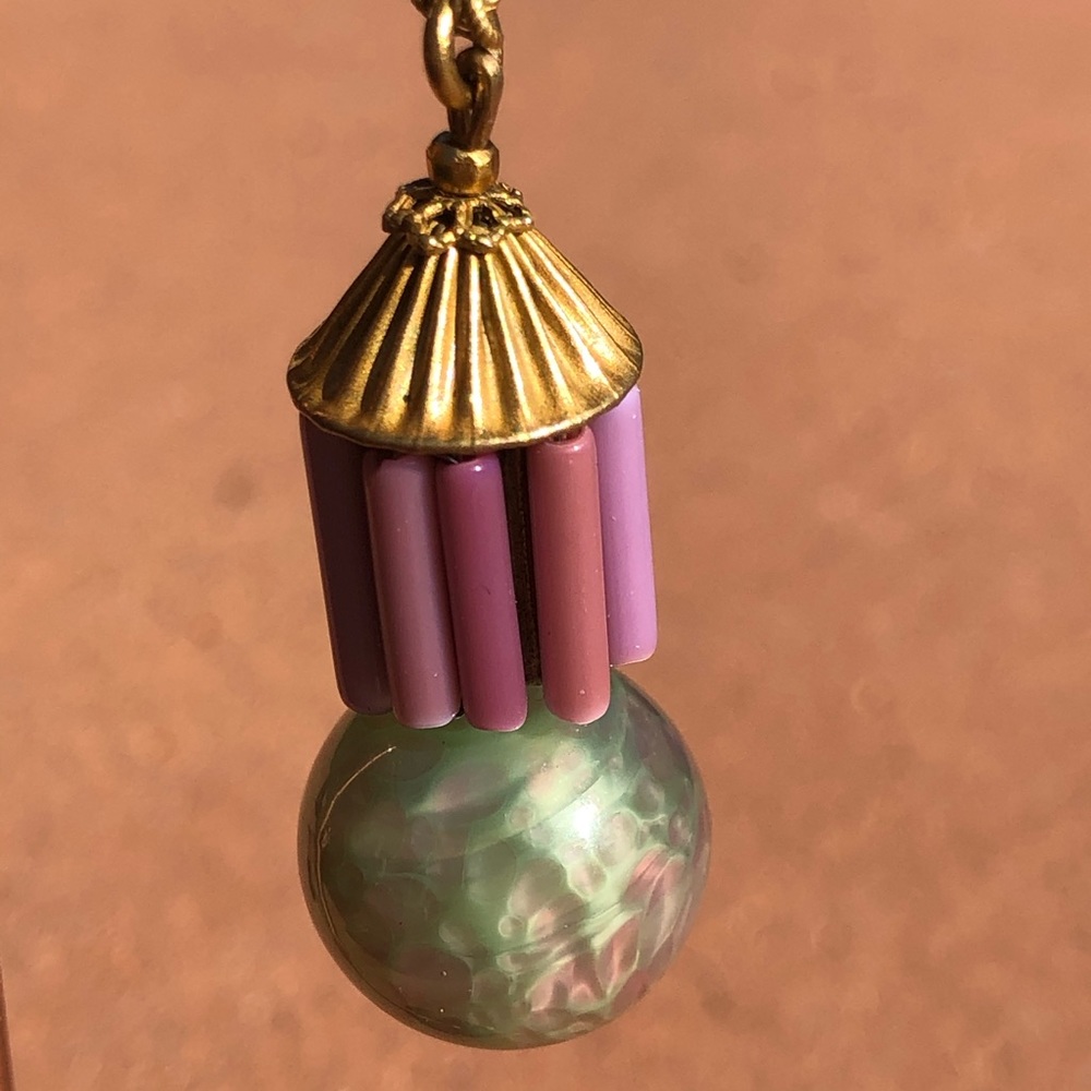 Miriam Haskell Art Glass Floral Dangle Clips - Gem